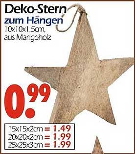 Deko-Stern Zum Hängen, 10X10X1,5Cm, Aus Mangoholz Angebot bei Wreesmann ...