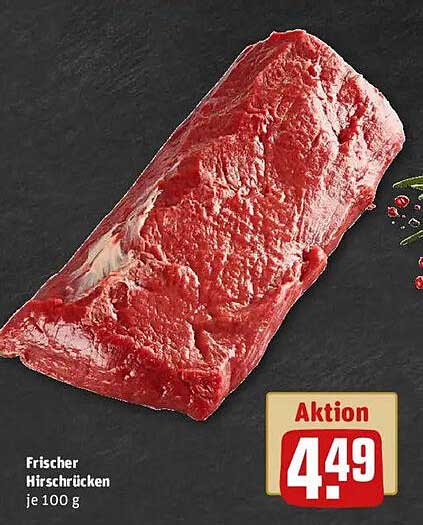 Frischer Hirschrücken Je 100 G Angebot bei REWE Kaufpark - ProspektGuru.de