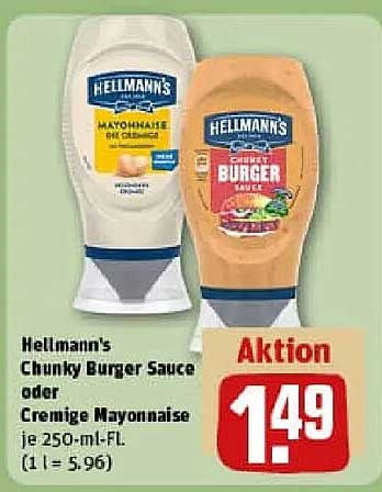 Hellmann's Chunky Burger Sauce Oder Cremige Mayonnaise Je 250-Ml-Fl ...