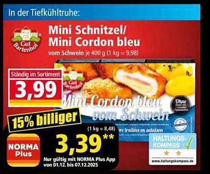 Mini Schnitzel/Mini Cordon Bleu Vom Schwein - 400 G Angebot bei Norma ...