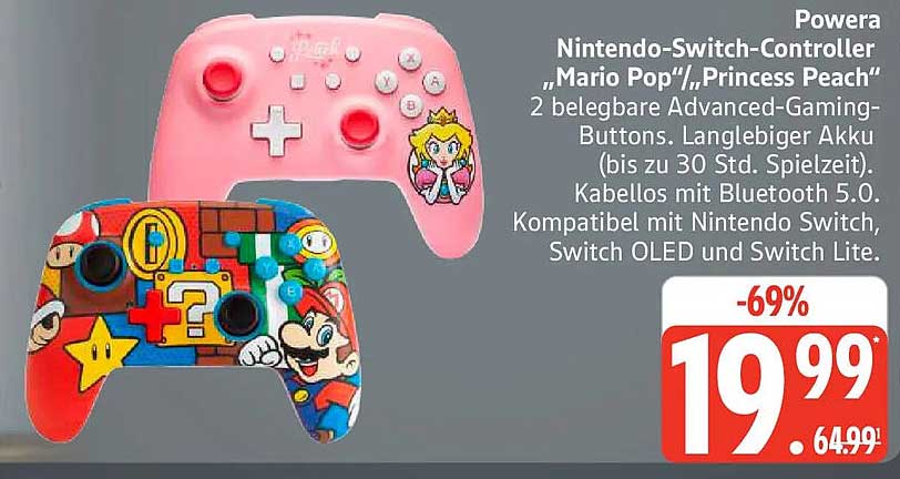 Powera Nintendo-Switch-Controller „Mario Pop“/„Princess Peach“ Angebot ...