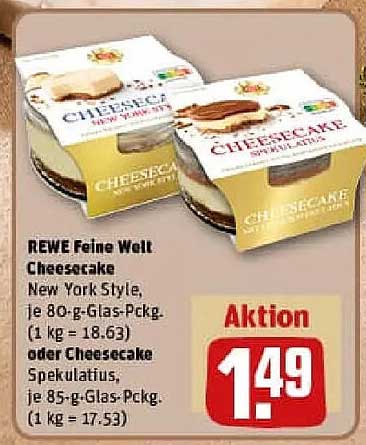 Rewe Feine Welt Cheesecake - New York Style & Spekulatius Angebot bei ...