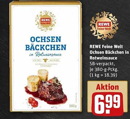 Rewe Feine Welt Ochsen Bäckchen In Rotweinsauce Angebot bei REWE ...