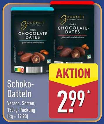 Schoko-Datteln - Verschiedene Sorten; 150-G-Packung Angebot bei Aldi ...