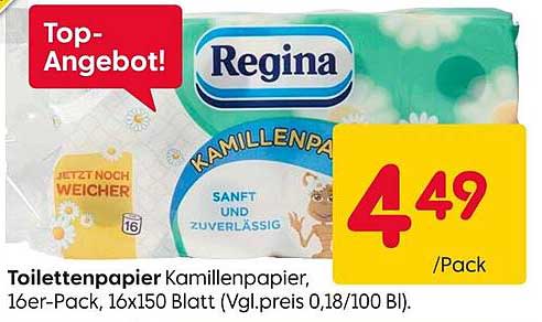 Toilettenpapier Kamillenpapier, 16Er-Pack Angebot bei Rusta ...