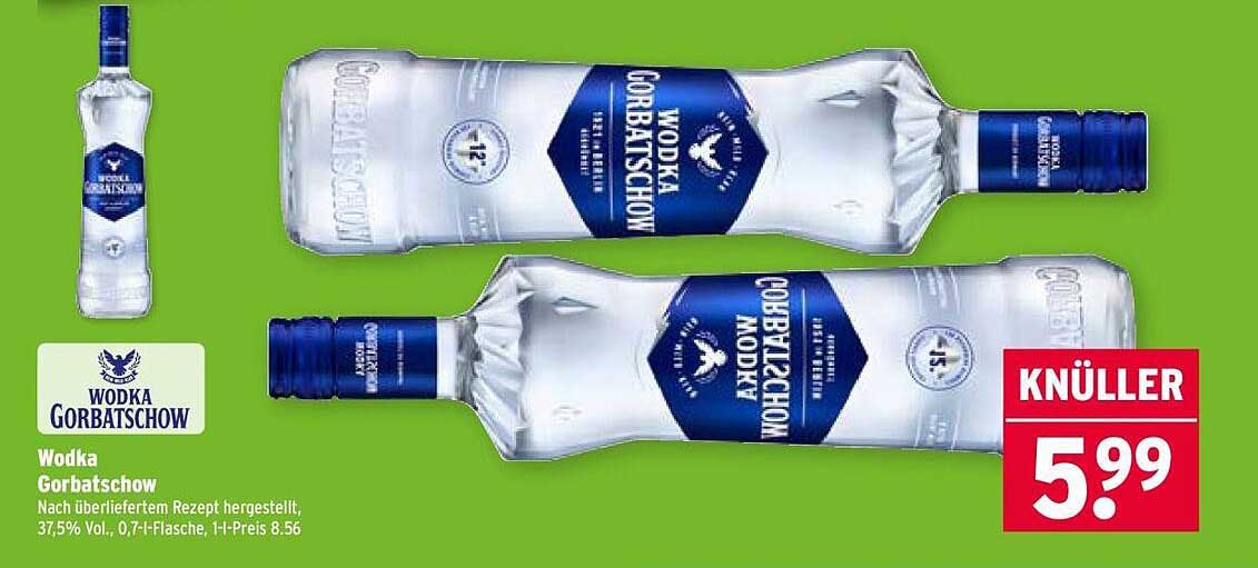 Wodka Gorbattschow 0,7L Flasche Angebot bei Wasgau - ProspektGuru.de