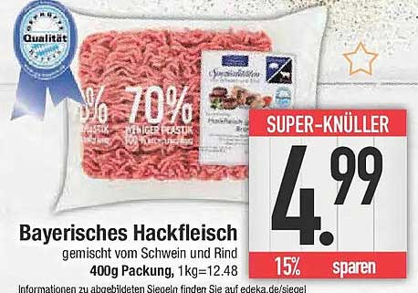 Bayerisches Hackfleisch - Gemischt Vom Schwein Und Rind, 400G Packung ...