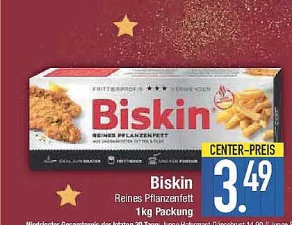 Biskin Reines Pflanzenfett 1 Kg Packung Angebot bei E-Center ...