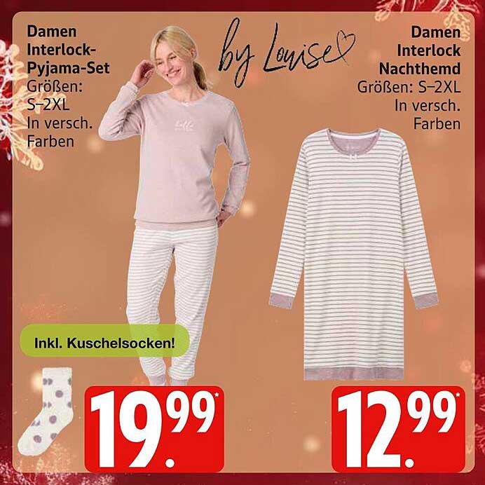 Damen Interlock-Pyjama-Set + Damen Interlock Nachthemd Angebot bei ...