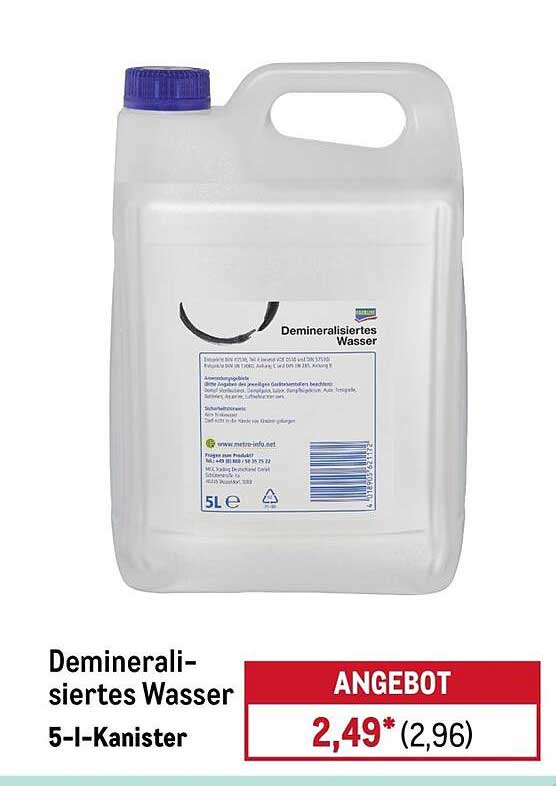Deionisiertes Wasser 5-Liter-Kanister Angebot bei METRO - ProspektGuru.de