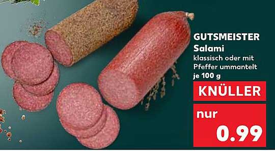Gutsmeister Salami Klassisch Oder Mit Pfeffer Ummantelt Je 100 G ...