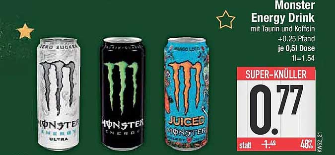 Monster Energy Drink Mit Taurin Und Koffein Angebot bei E-Center ...