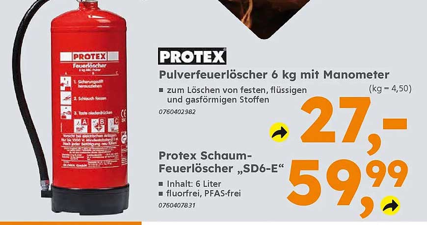 Protex Pulverfeuerlöscher 6 Kg Mit Manometer Angebot bei Globus ...