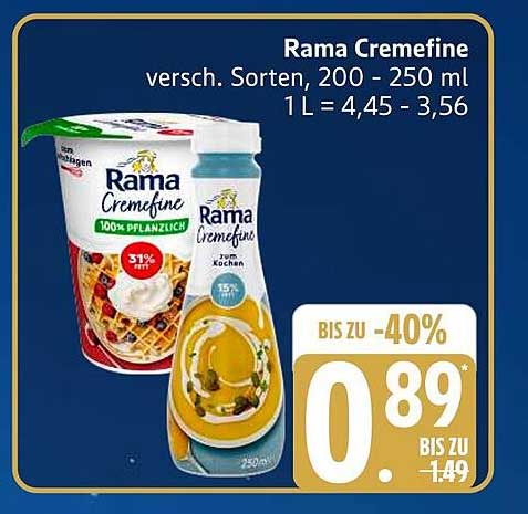 Rama Cremefine Verschiedene Sorten 200 - 250 Ml Angebot bei Marktkauf ...