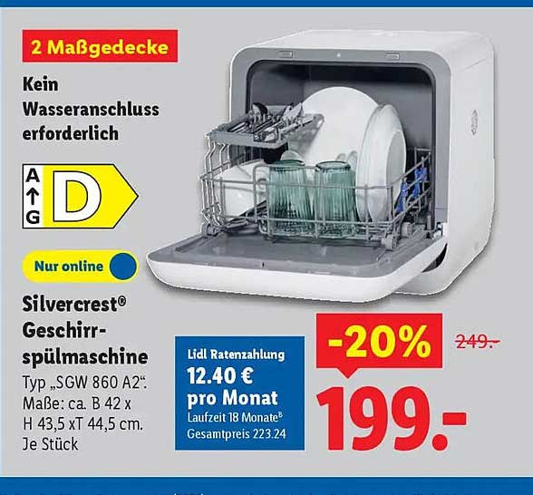 Silvercrest® Geschirrspülmaschine Angebot bei Lidl - ProspektGuru.de