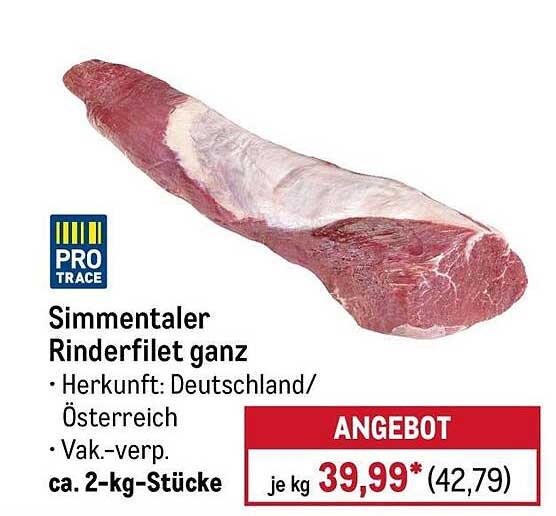Simmentaler Rinderfilet Ganz Angebot bei METRO - ProspektGuru.de
