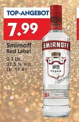 Smirnoff Red Label 0,7 L Angebot bei Hol'ab Getränkemarkt - ProspektGuru.de