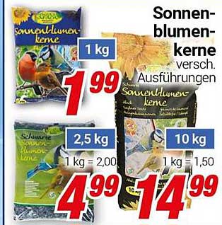 Sonnenblumenkerne 5 Kg Beutel Angebot bei Globus Baumarkt - ProspektGuru.de