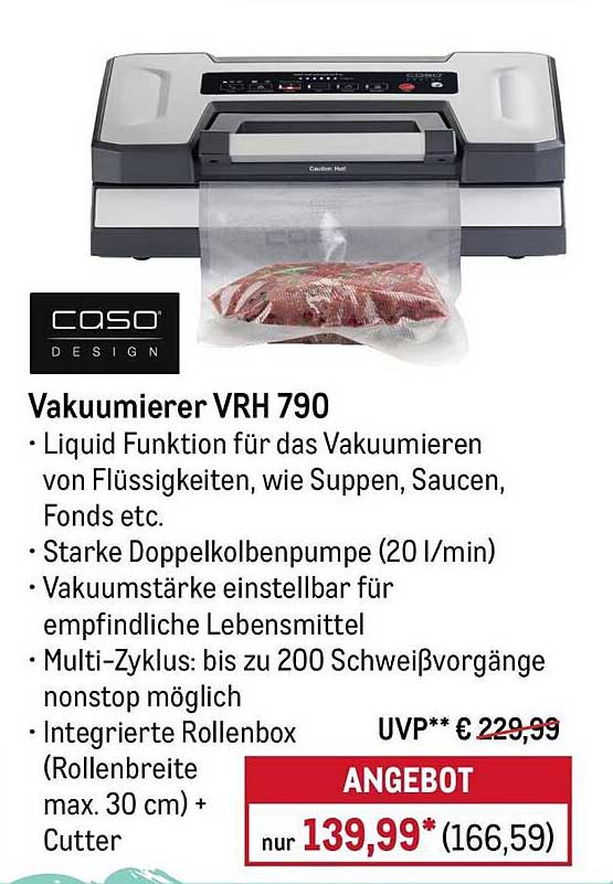 Vakuumierer Vrh 790 Von Caso Design Angebot bei METRO - ProspektGuru.de