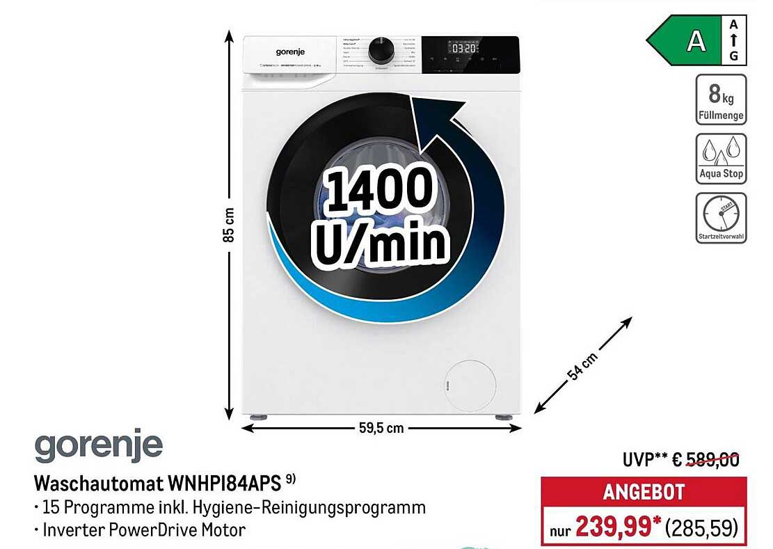 Waschautomat Wnhpi84Aps Von Gorenje - 15 Programme Inkl. Hygiene ...