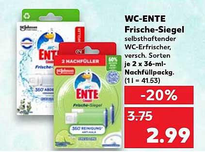 Wc-Ente Frische-Siegel, Verschiedene Sorten, 36 Ml Angebot bei Globus ...