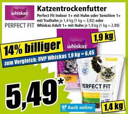 Whiskas Katzentrockenfutter Perfect Fit - 1,9 Kg Angebot bei Norma ...