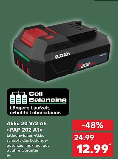 Akku 20 V/2 Ah »Pap 202 A1« Angebot bei Kaufland - ProspektGuru.de