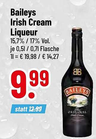 Baileys Irish Cream Liqueur Angebot bei trinkgut - ProspektGuru.de