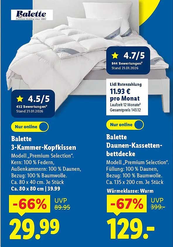 Balette 3-Kammer-Kopfkissen Angebot bei Lidl - ProspektGuru.de