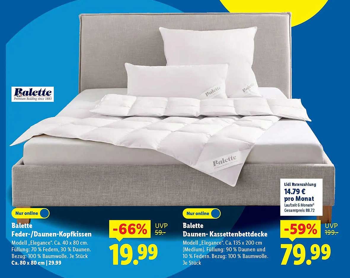 Balette Feder-/Daunen-Kopfkissen Angebot bei Lidl - ProspektGuru.de