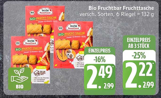 Bio Fruchtbar Fruchttasche Versch. Sorten, 6 Riegel = 132 G Angebot bei ...