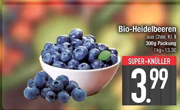 Bio-Heidelbeeren Aus Chile, Kl. Ii 300G Packung Angebot bei E-Center ...