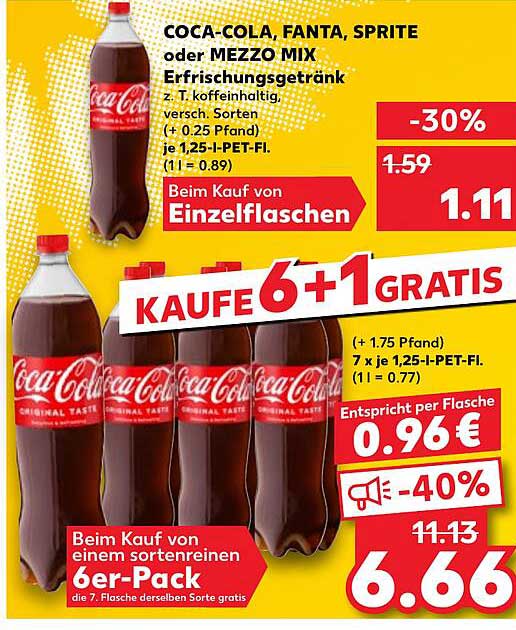 Coca-Cola, Fanta, Sprite Oder Mezzo Mix Erfrischungsgetränk Angebot bei ...