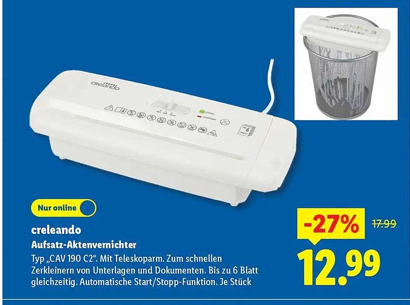 Tronic® Aktenvernichter Typ „Tav 300 A3“. Extra Kleiner Kreuzschnitt ...
