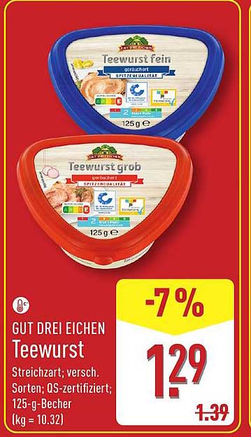 Gut Drei Eichen Teewurst Angebot bei Aldi Nord - ProspektGuru.de