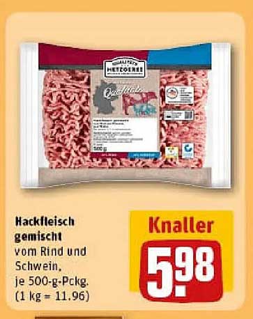 Hackfleisch Gemischt Vom Rind Und Schwein, Je 500-G-Pckg. Angebot bei ...