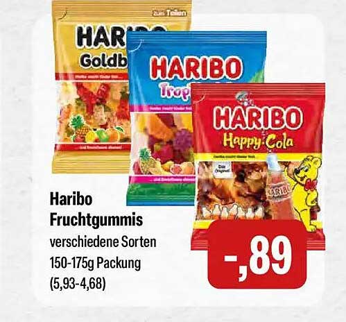 Haribo Fruchtgummis Verschiedene Sorten 150-175G Packung Angebot bei ...