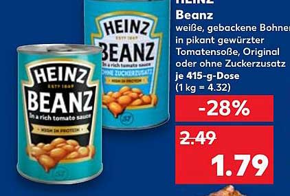 Heinz Beanz Weiße, Gebackene Bohnen In Pikant Gewürzter Tomatensoße ...