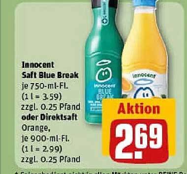 Innocent Saft Blue Break Je 750-Ml-Fl (1 L = 3,59) Zzgl. 0,25 Pfand ...