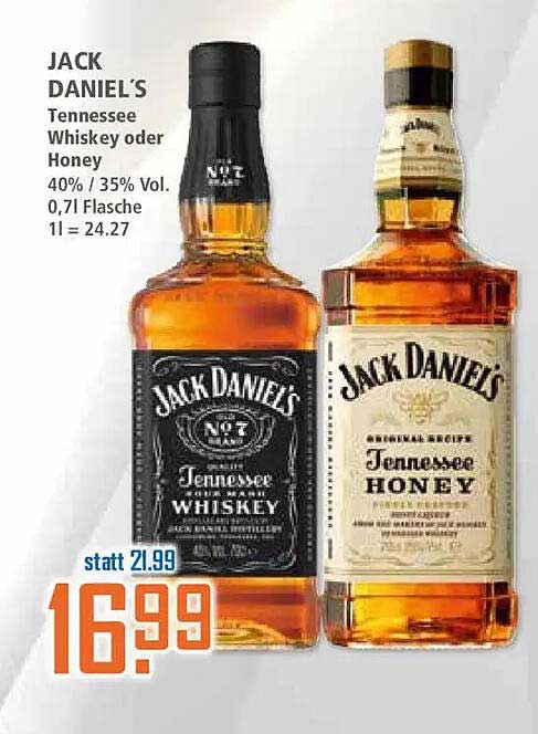 Jack Daniel's Tennessee Whiskey Oder Honey Angebot bei K+K Klaas & Kock ...