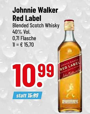 Johnnie Walker Red Label Blended Scotch Whisky 40% Vol. 0,7L Flasche ...