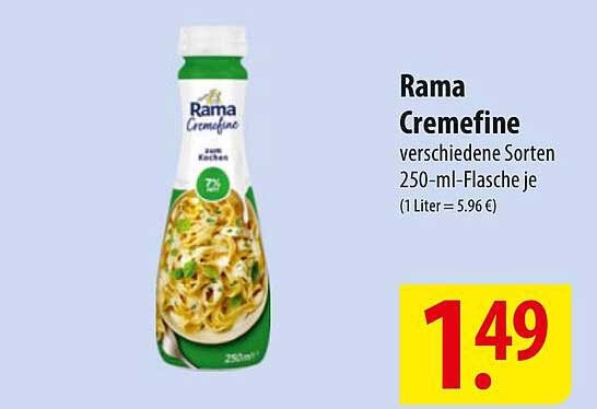 Rama Cremefine Verschiedene Sorten 250-Ml-Flasche Je Angebot bei Famila ...