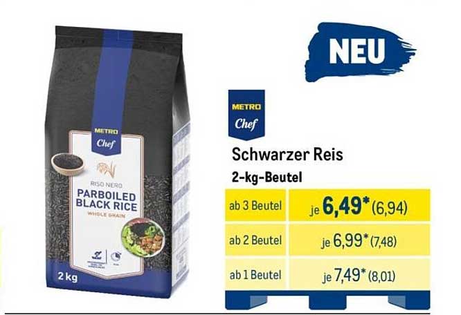 Schwarzer Reis 2-Kg-Beutel Angebot bei METRO - ProspektGuru.de