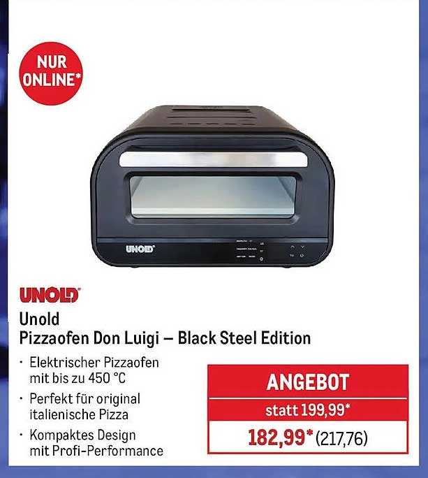 Unold Pizzaofen Don Luigi – Black Steel Edition Angebot bei METRO ...