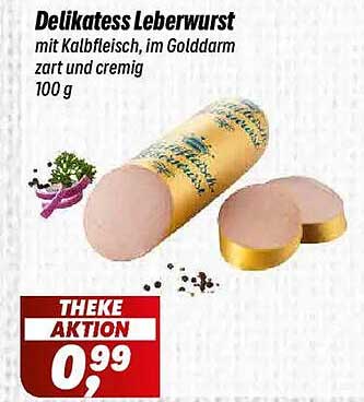 Delikatess Leberwurst Mit Kalbfleisch, Im Golddarm Zart Und Cremig 100 ...