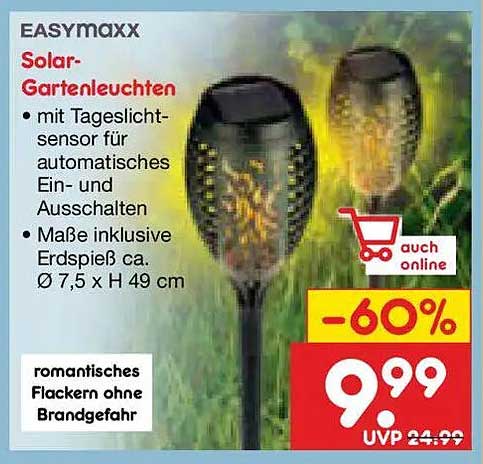 Easymaxx Solar-Gartenleuchten Mit Tageslichtsensor Für Automatisches ...