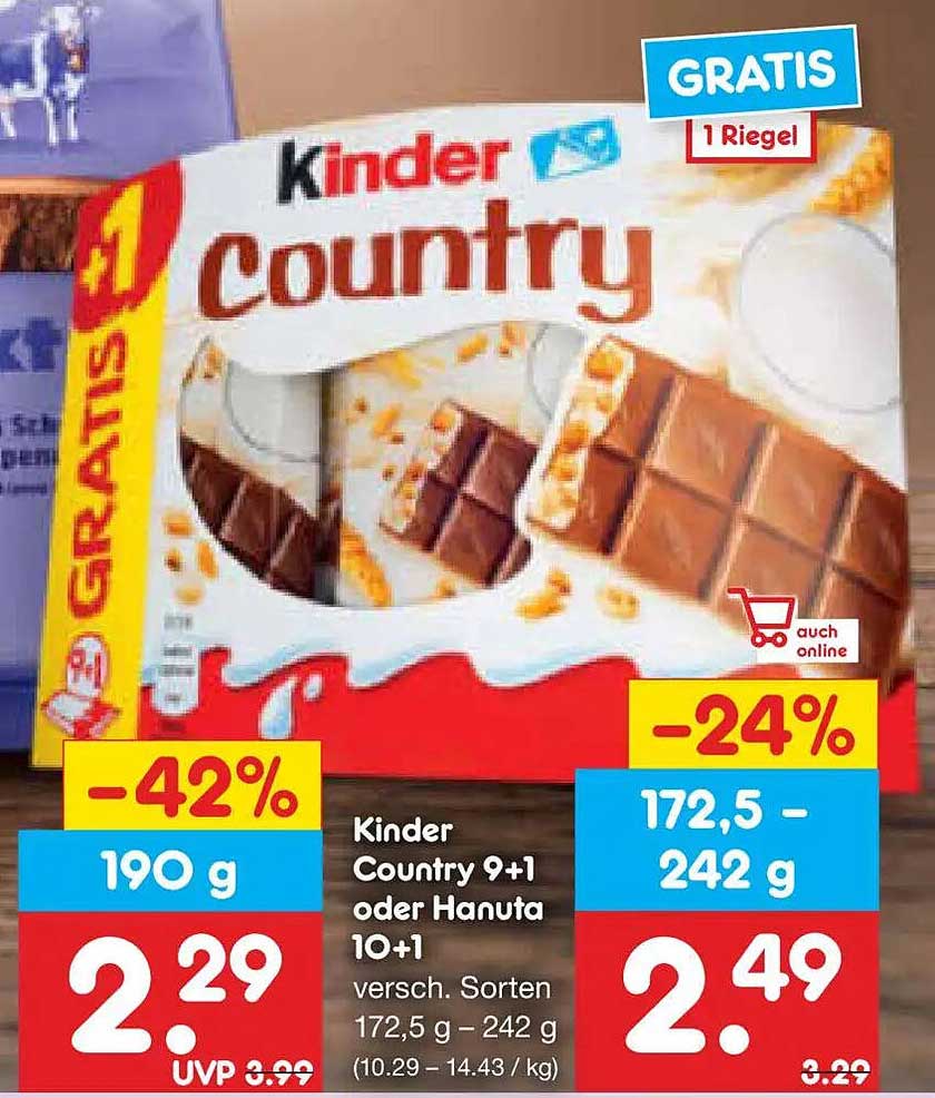 Kinder Country 9+1 Oder Hanuta 10+1 Angebot bei Netto Marken-Discount ...