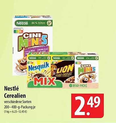 Nestlé Cerealien Verschiedene Sorten 200–400-G-Packung Je Angebot bei ...