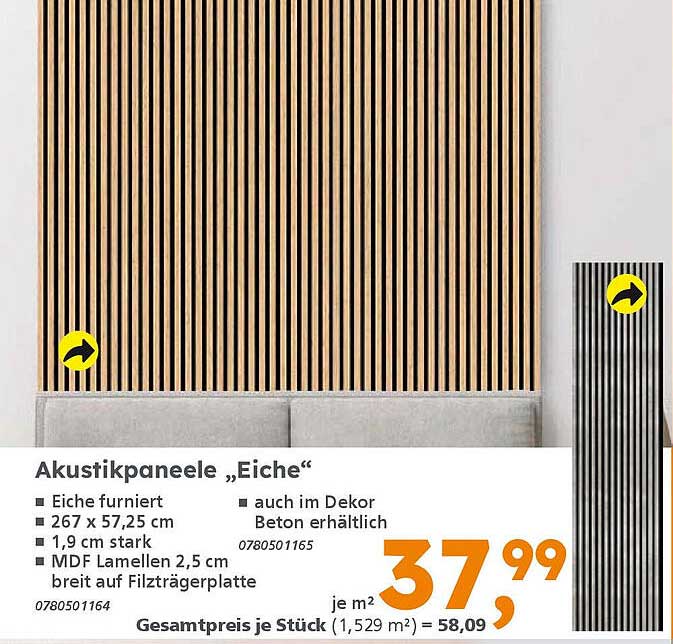Akustikpaneele „Eiche“ Angebot bei Globus Baumarkt - ProspektGuru.de