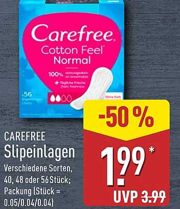 Carefree Slipeinlagen Normal, 56 Stück Angebot bei Aldi Nord ...